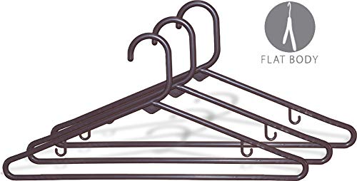 Brown Plastic Tubular Top Hanger with Fixed Bar, Space Saving Tube Hangers with Hooks for Hanging Straps (Set of 36) by The Great American Hanger Company