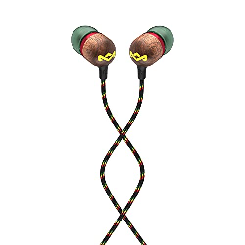 House of Marley Smile Jamaica: Wired Earphones with Microphone, Noise Isolating Design, and Sustainable Materials (Rasta)