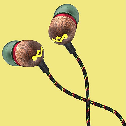 House of Marley Smile Jamaica: Wired Earphones with Microphone, Noise Isolating Design, and Sustainable Materials (Rasta)