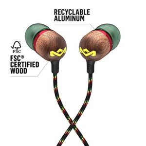 House of Marley Smile Jamaica: Wired Earphones with Microphone, Noise Isolating Design, and Sustainable Materials (Rasta)