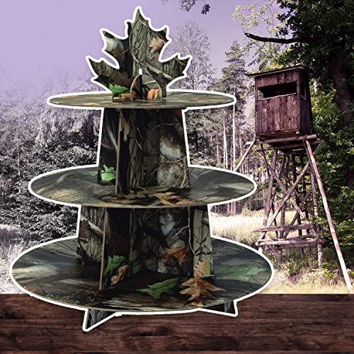 Havercamp Next Camo Party Cupcake Stand | 1 Count | Great for Hunter Themed Party, Camouflage Motif, Birthday Event, Graduation Party, Father's Day Celebration