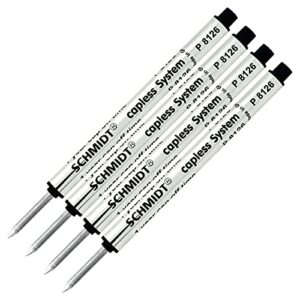 lanier combo pack - 4 pack - schmidt p8126 short version capless system rollerball - black ink - 3.88" in length