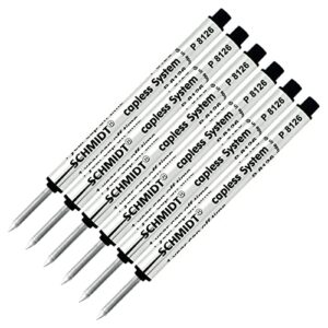 retro 1951 short capless rollerball ink refill fine tip, schmidt p8126, p8126 short black, 6-pack schmidt capless roller ball refills, fits retro 51 tornado roller ball pens.