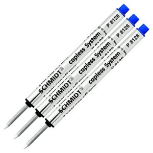 3 pack - schmidt p8126 short capless rollerball - blue ink