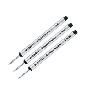 schmidt 3 pack p8127 short capless rollerball - black ink