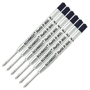 6 pack - refill black-p900-fine tip schmidt parker style ballpoint refill