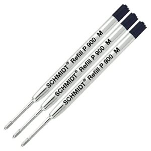 3 pack - ball point refill - black ink medium schmidt p900 parker style