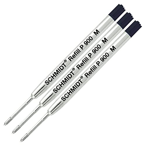 3 Pack - Ball Point Refill - Black Ink Medium Schmidt P900 Parker Style