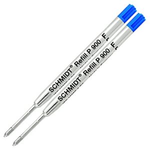 schmidt 2 pack - blue-p900-fine tip parker style ballpoint refill