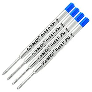 4 pack - blue p900 fine tip schmidt parker style ballpoint refills