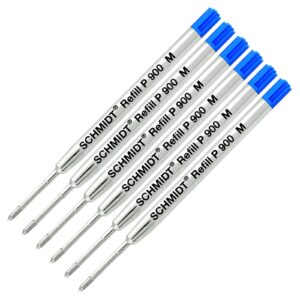 6 pack - ink refill blue medium schmidt p900 parker style ballpoint refill