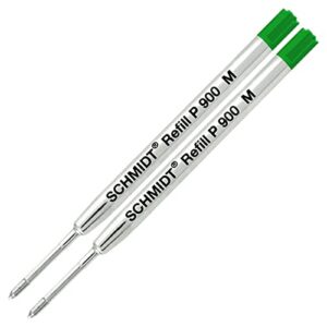 2 pack - p900 green refill medium tip schmidt parker style ballpoint refill