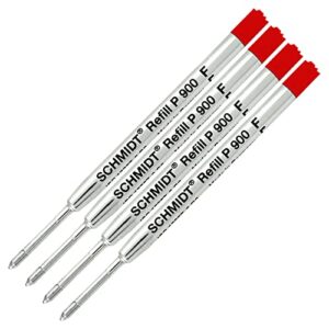 schmidt 4 pack - parker style red-p900-fine tip parker style ballpoint refill