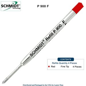 SCHMIDT 4 Pack - Parker Style Red-P900-Fine Tip Parker Style Ballpoint Refill