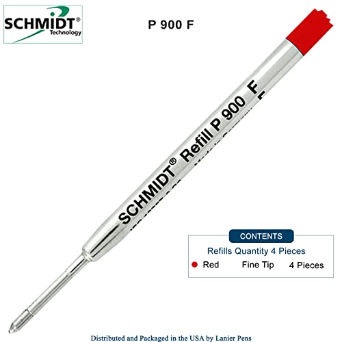 SCHMIDT 4 Pack - Parker Style Red-P900-Fine Tip Parker Style Ballpoint Refill