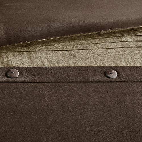 Madison Park Boone Cozy Comforter Set, Faux Suede, Deluxe Hotel Styling All Season Down Alternative Bedding Matching Shams, Decorative Pillow, Queen (90 in x 90 in), Rustic Brown 7 Piece