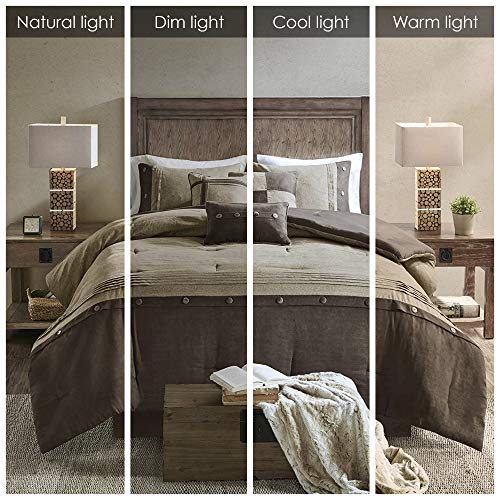 Madison Park Boone Cozy Comforter Set, Faux Suede, Deluxe Hotel Styling All Season Down Alternative Bedding Matching Shams, Decorative Pillow, Queen (90 in x 90 in), Rustic Brown 7 Piece