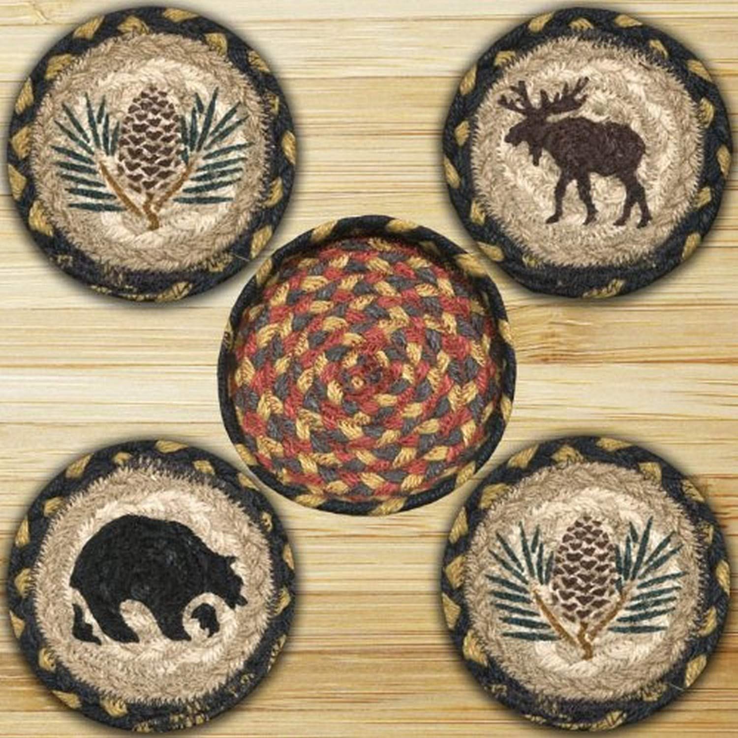 Earth Rugs 29-CB043W Coaster Set, 5", Black