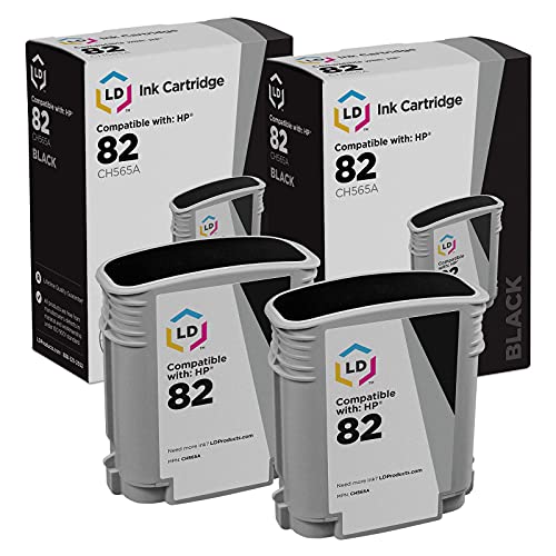 LD Remanufactured Ink Cartridge Replacement for HP 82 CH565A (Black, 2-Pack)