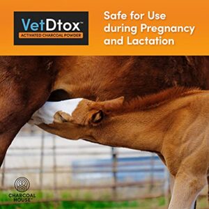 VetDtox 1qt Activated Charcoal Powder for All Kinds of Pets & Livestock, Dog, Cat, Chicken, Horses and More - for Diarrhea, Gas Relief, Liver Support