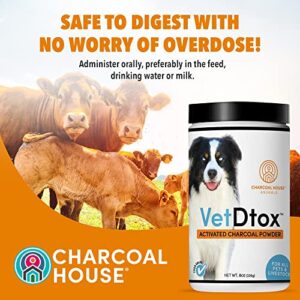 VetDtox 1qt Activated Charcoal Powder for All Kinds of Pets & Livestock, Dog, Cat, Chicken, Horses and More - for Diarrhea, Gas Relief, Liver Support