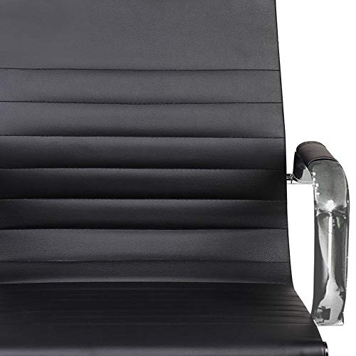 Techni Mobili Modern Office Chair, Technical Visitor Chair with Fixed Padded Armrest, Black