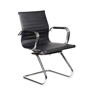 techni mobili modern office chair, technical visitor chair with fixed padded armrest, black