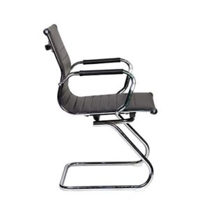 Techni Mobili Modern Office Chair, Technical Visitor Chair with Fixed Padded Armrest, Black