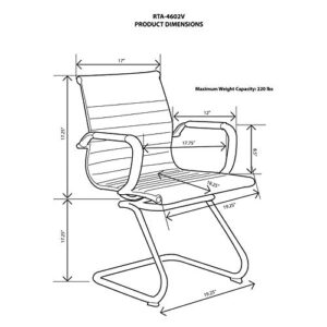 Techni Mobili Modern Office Chair, Technical Visitor Chair with Fixed Padded Armrest, Black