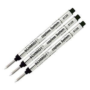 schmidt 8126 capless rollerball, black ink, 3 pack