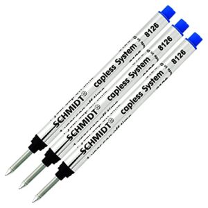 3 pack - schmidt 8126 capless rollerball - blue ink