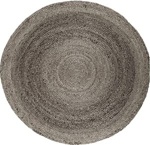 anji mountain kerala jute area rug, 4 ft, grey