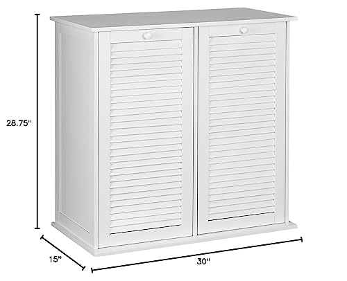 Household Essentials Tilt-Out Laundry Sorter Cabinet with Shutter Front, White