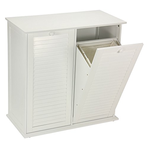 Household Essentials Tilt-Out Laundry Sorter Cabinet with Shutter Front, White