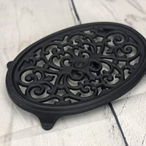 Matte Black Oval Filigree Steamer Trivet