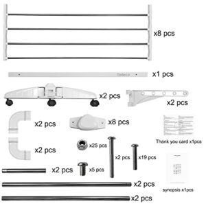 Todeco Laundry Drying Rack, 4 Tier Collapsible Metal Clothes Horses with Two Side Wings, Heavy Duty Clothes Drying Rack Use for Laundry, White