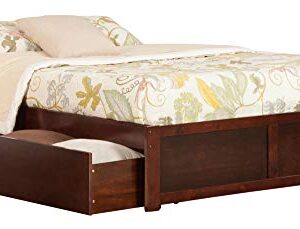 AFI Concord King Platform Bed with Flat Panel Footboard and Urban Bed Drawers in Walnut