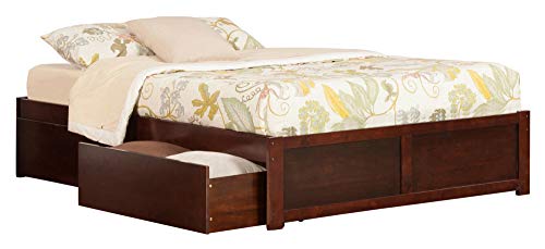 AFI Concord King Platform Bed with Flat Panel Footboard and Urban Bed Drawers in Walnut