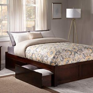 AFI Concord King Platform Bed with Flat Panel Footboard and Urban Bed Drawers in Walnut