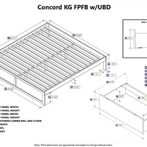 AFI Concord King Platform Bed with Flat Panel Footboard and Urban Bed Drawers in Walnut