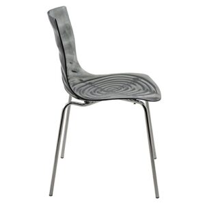 LeisureMod Astor Water Ripple Design Modern Lucite Dining Side Chair with Metal Legs, Transparent Black