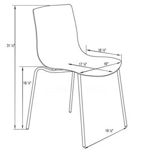 LeisureMod Astor Water Ripple Design Modern Lucite Dining Side Chair with Metal Legs, Transparent Black