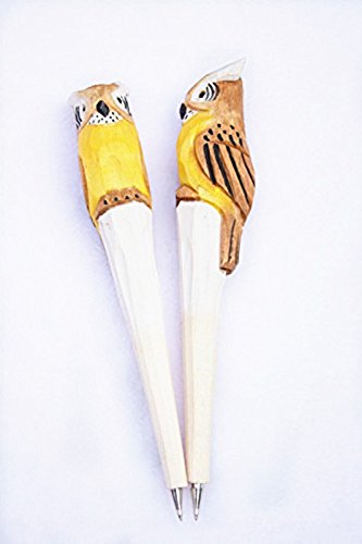 Handmade Carved Ballpoint Pen Owl style Natural Wooden Carving Cute Animal Refillable Pen 1pc/owl from Nument