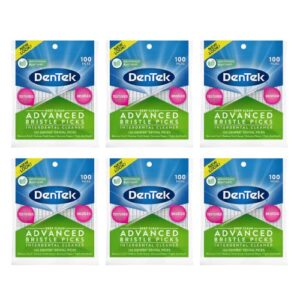 dentek deep clean bristle picks, removes food & plaque, 100 count, (pack of 6)