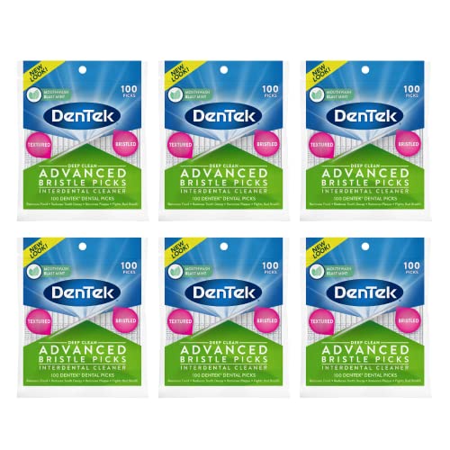 DenTek Deep Clean Bristle Picks, Removes Food & Plaque, 100 Count, (Pack of 6)