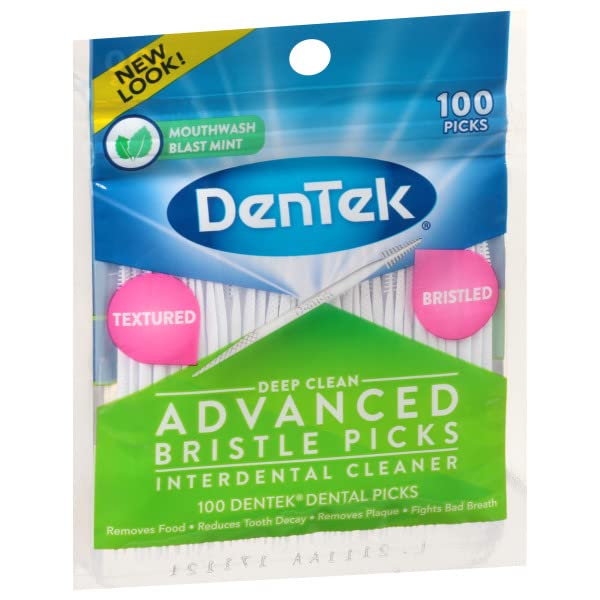 DenTek Deep Clean Bristle Picks, Removes Food & Plaque, 100 Count, (Pack of 6)