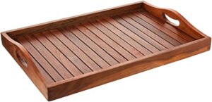 bare decor vivi spa/serving tray in solid teak wood, brown, 15.75x23.5