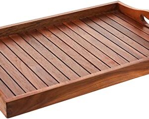 Bare Decor Vivi Spa/Serving Tray in Solid Teak Wood, Brown, 15.75x23.5