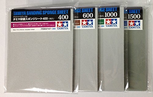 TAMIYA Sanding Sponge Sheet 4-type(#400,#600,#1000,#1500) Set, Model:, Toys & Play