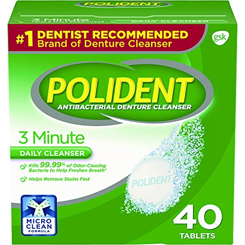 Polident 3 Minute Denture Cleanser Tablets, 40 Count, Pack of 2